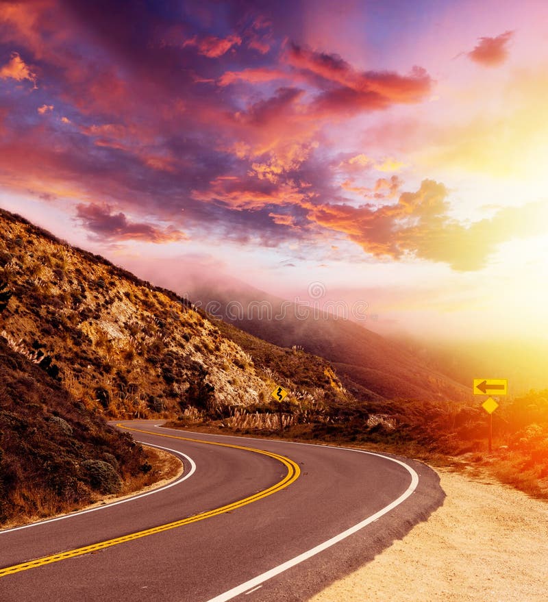 Empty Asphalt Road at Sunset Stock Image - Image of dramatic, nature ...