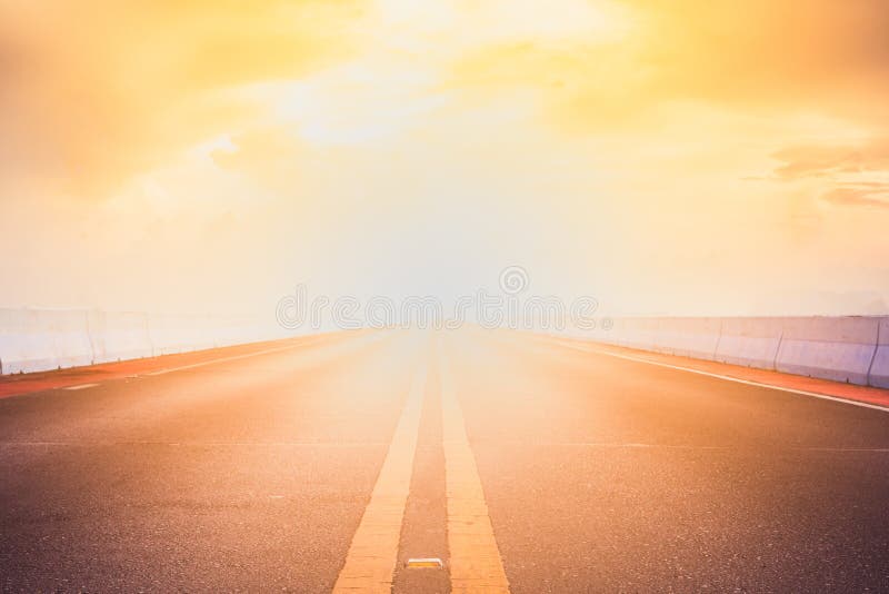 Empty Asphalt Road To Sunset Stock Photo - Image of sunny, journey ...