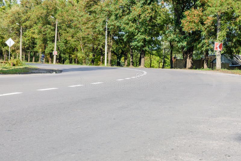 Empty Asphalt Road with White Markings Stock Image - Image of ...