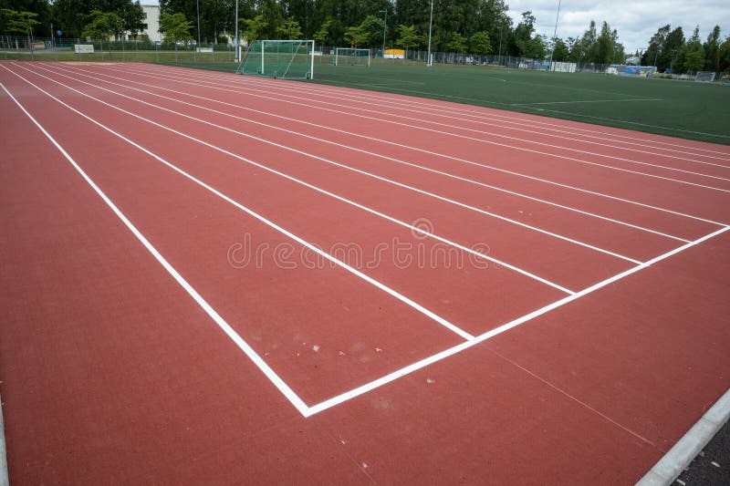 Empty Athletes Running Track Outdoors Stock Photo - Image of compete ...