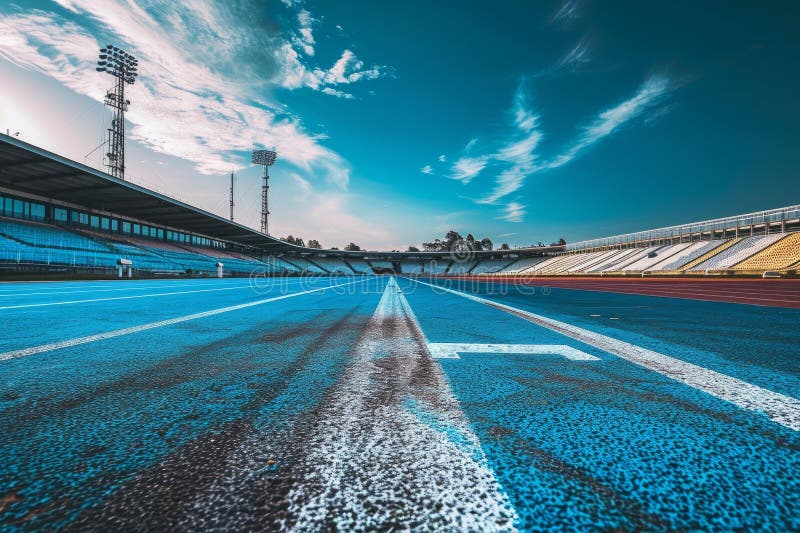 Empty Athletic Stadium with Running Track Stock Image - Image of sunny ...