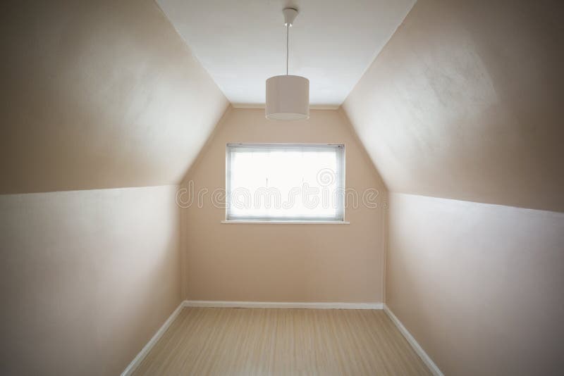 Empty Attic Room in Cream and Beige Stock Photo - Image of cream ...