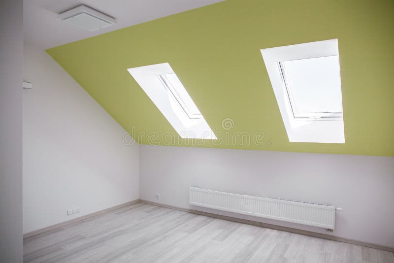 Empty attic bedroom stock image. Image of architecture - 12762153