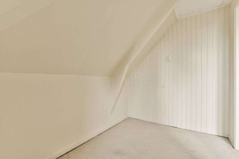 An Empty Attic with White Walls and a White Ceiling Stock Photo - Image ...