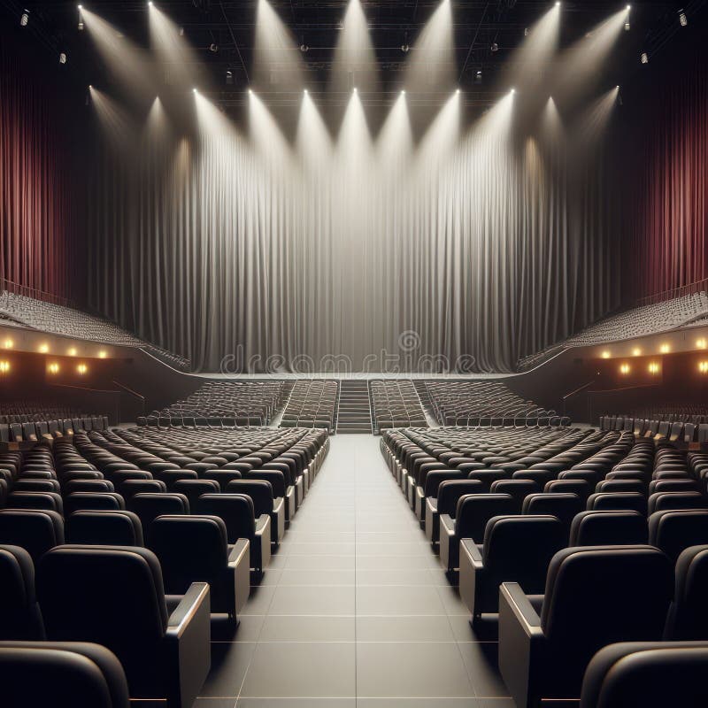 An Empty Auditorium and an Illuminated Stage. Stock Illustration ...