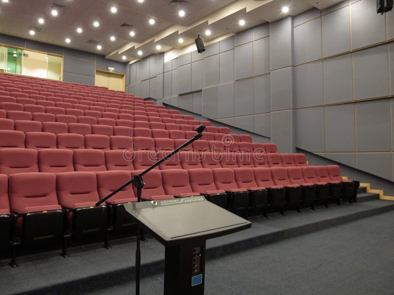 Empty Auditorium with Podium/Rostrum Stock Image - Image of lobby ...