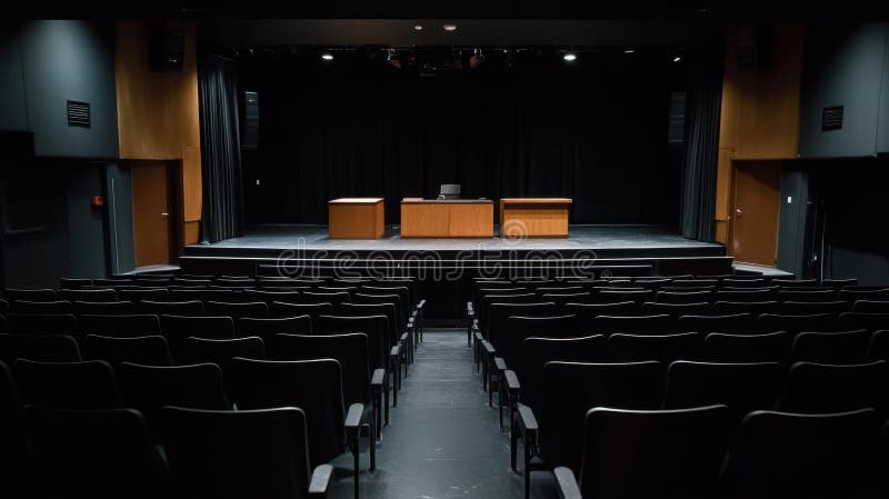 Empty Auditorium Prepared for Event Stock Image - Image of tables ...