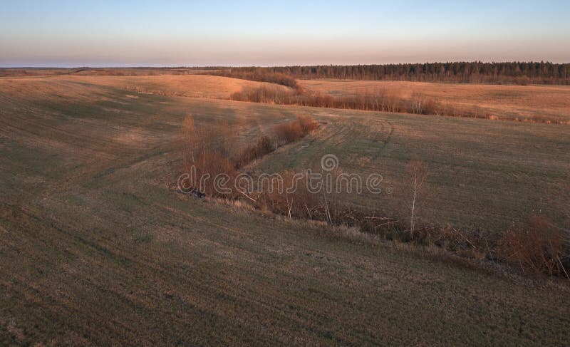 Empty Autumn Field at Sunset Stock Photo - Image of outdoor, empty ...