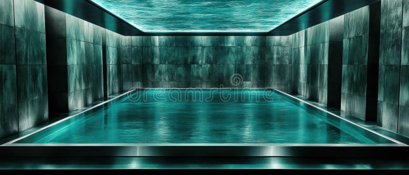 Empty Backdrop Pool with Transparent Bottom Illuminated by Soft ...