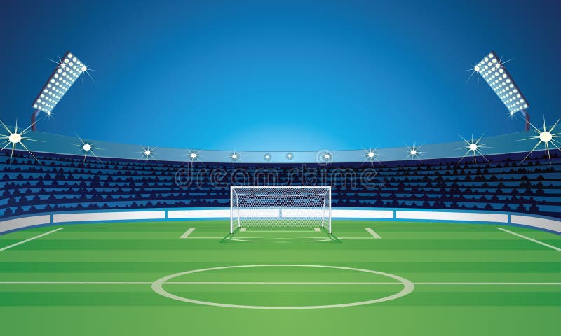 Empty Backdrop Template with Soccer Field Stadium Stock Vector ...