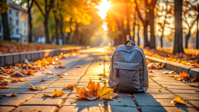 Empty Backpack on Sunny Sidewalk a Fresh Educational Journey Awaits ...