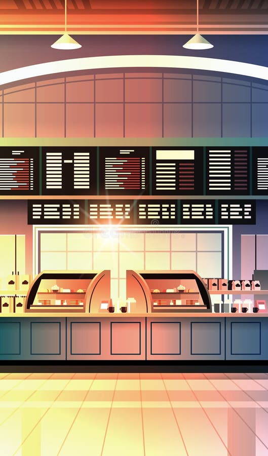 Empty Bakery Interior Shop Showcase with Fresh Pastries Sweets Cakes ...