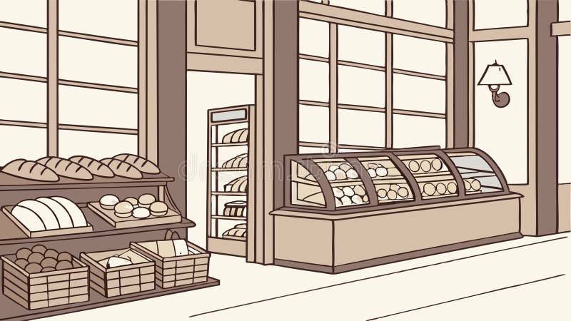 Empty Bakery or Shop Interior with Shelves, Vector Design Generative AI ...