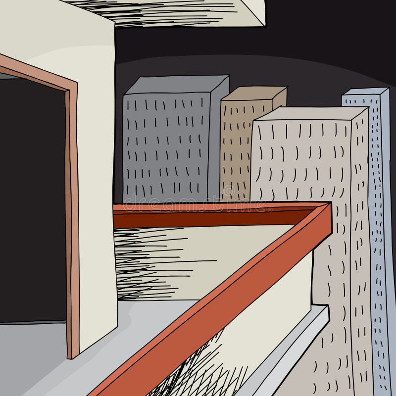 Empty Balcony at Night stock vector. Illustration of architecture ...