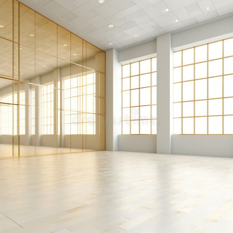 Empty Ballet Dance Room with Copy Space Stock Illustration ...