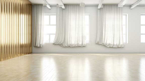 Empty Ballet Dance Room with Copy Space Stock Photo - Image of fitness ...
