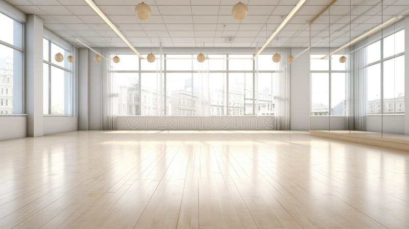 Empty Ballet Dance Room with Copy Space Stock Image - Image of ...
