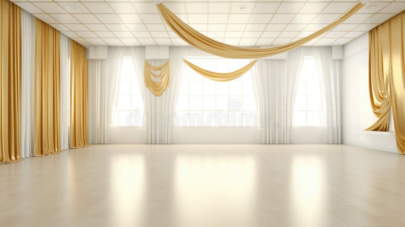 Empty Ballet Dance Room with Copy Space Stock Photo - Image of hall ...