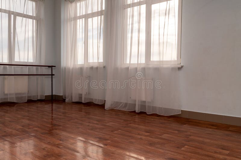 Empty Ballet Dance Room with Copy Space Stock Image - Image of barre ...