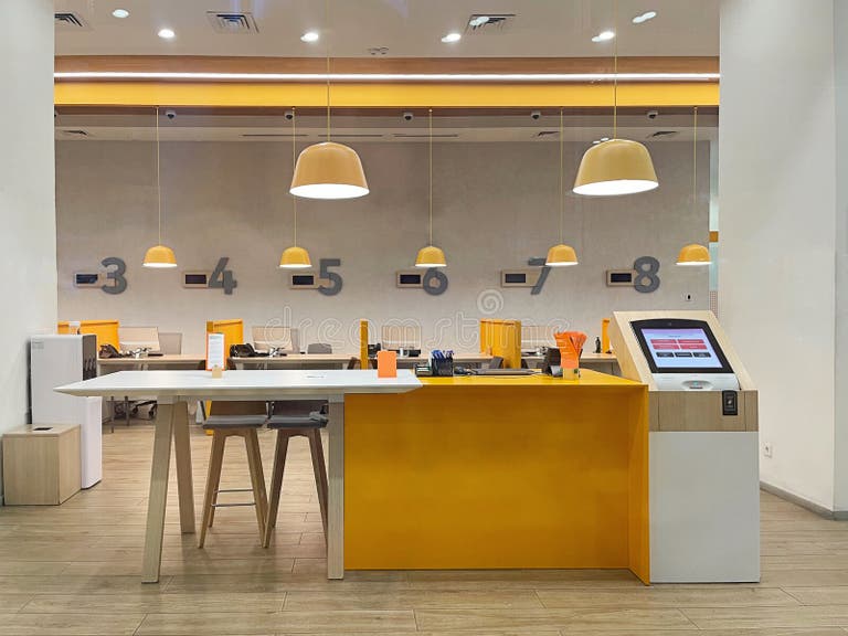 Empty Bank Reception Office Interior Background Stock Image - Image of ...