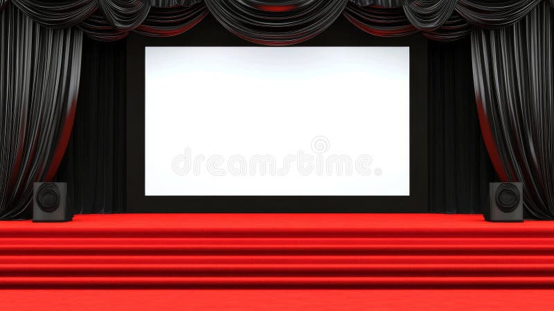 An Empty Banner Backdrop is Seen Behind a 3D Render of a Press Wall on ...