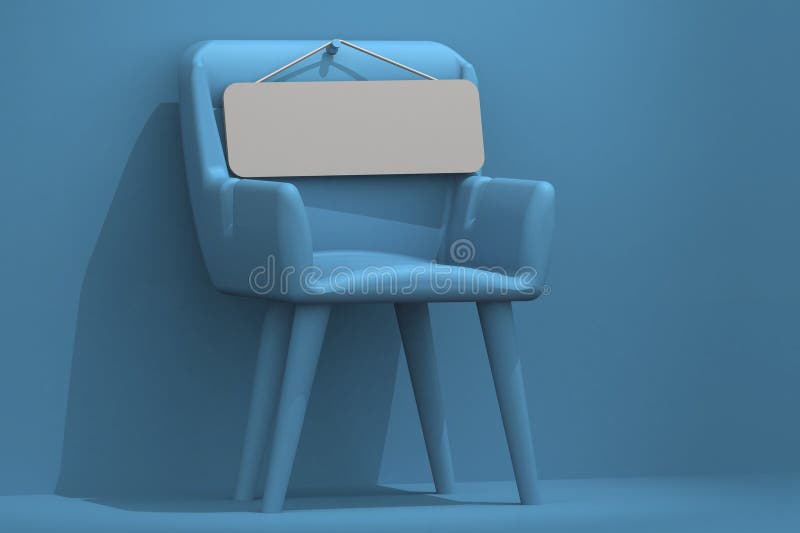 Empty banner on blue chair stock illustration. Illustration of sitting ...
