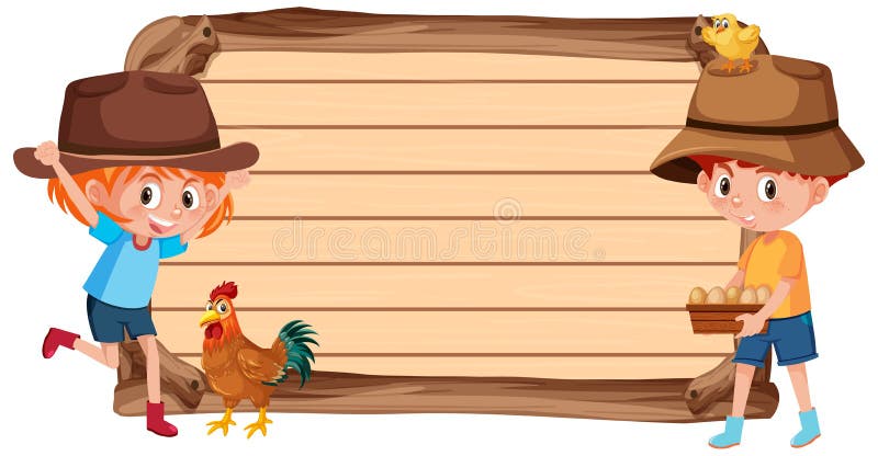 Empty Banner with Children and Animal Farm on White Background Stock ...