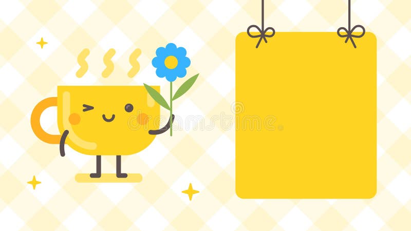 Empty Banner and Cup Character Holding Flower. Funny Character Stock ...