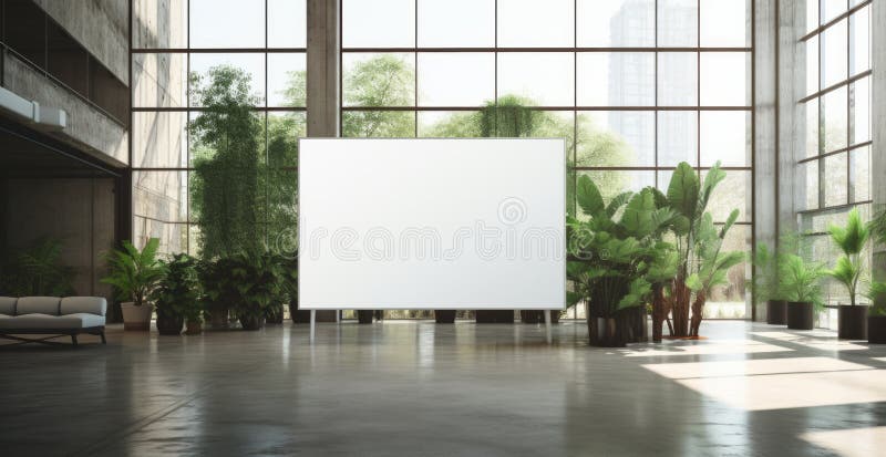 An Empty Banner Stand in the Lobby of the Building Stock Photo - Image ...