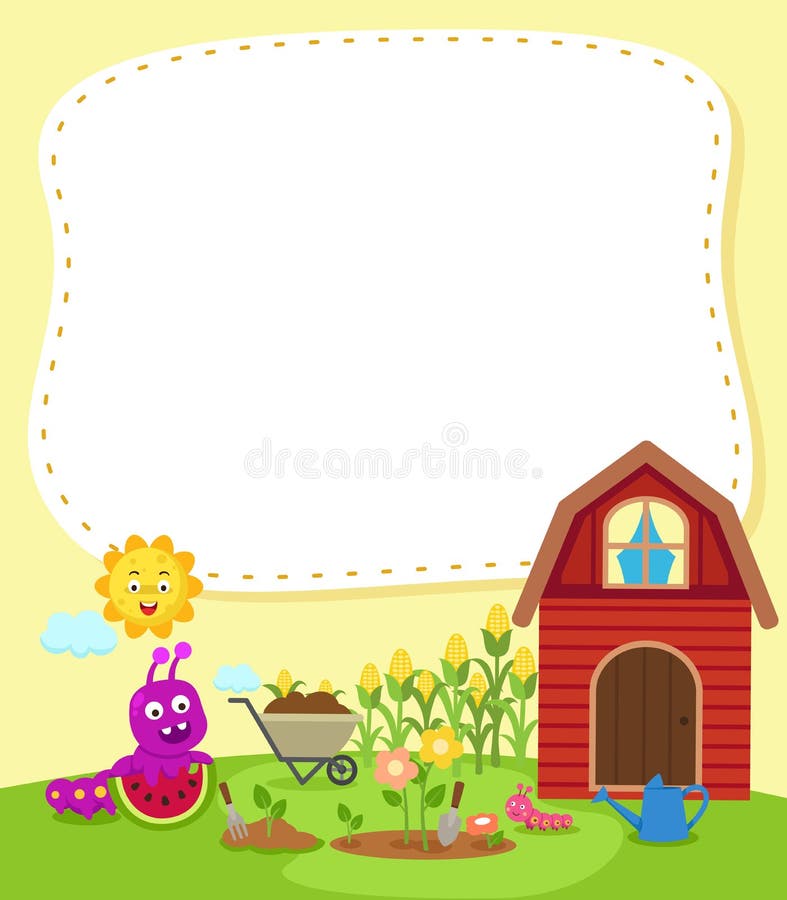 Empty Banner Template with Garden Scene Stock Vector - Illustration of ...