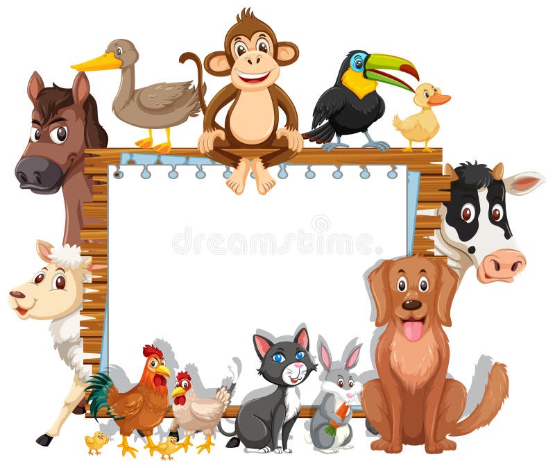 Farm Animals Clipart Frame Stock Illustrations – 300 Farm Animals ...