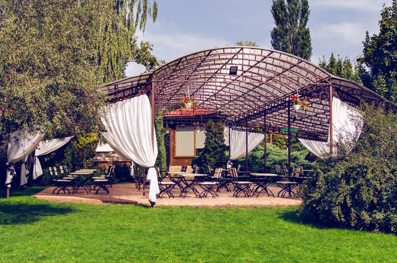 Empty Banquet Hall in the Open Air on a Summer Day Stock Image - Image ...