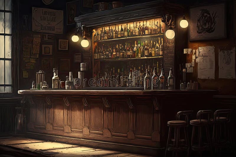 Modern empty bar stock illustration. Illustration of drink - 272662129