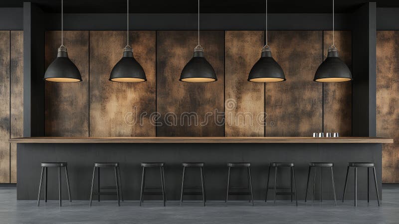 Empty Bar Counter with Three Stools and a Table, Inviting Patrons To ...