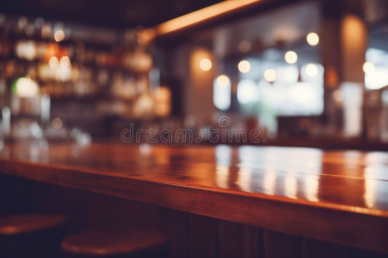 An Empty Bar Counter with a Wooden Tabletop for Stylish Design Stock ...