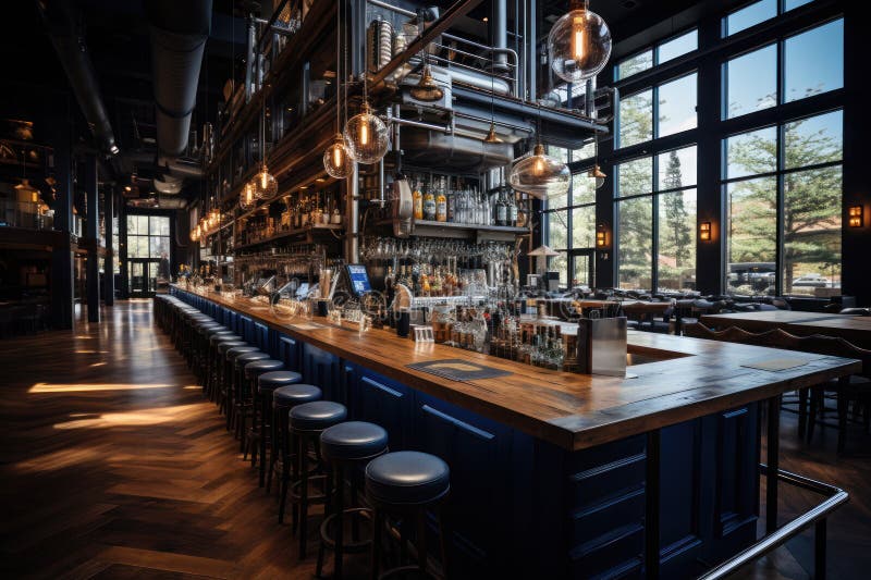 Empty Bar with Many Chairs Looks Lonely - Generative AI Stock ...