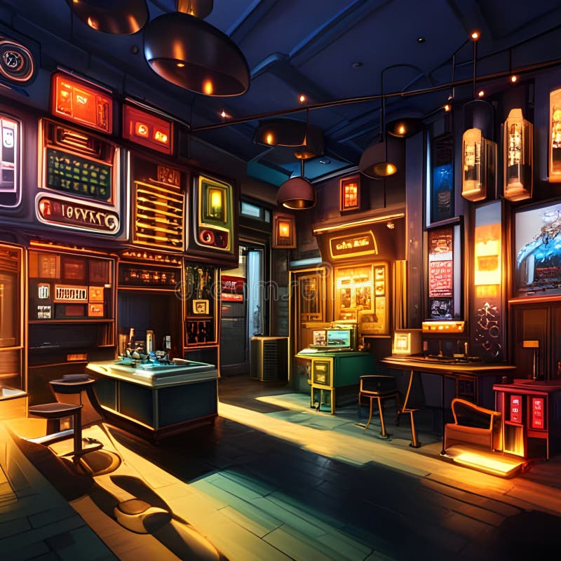 Empty bar at night stock illustration. Illustration of empty - 278029514