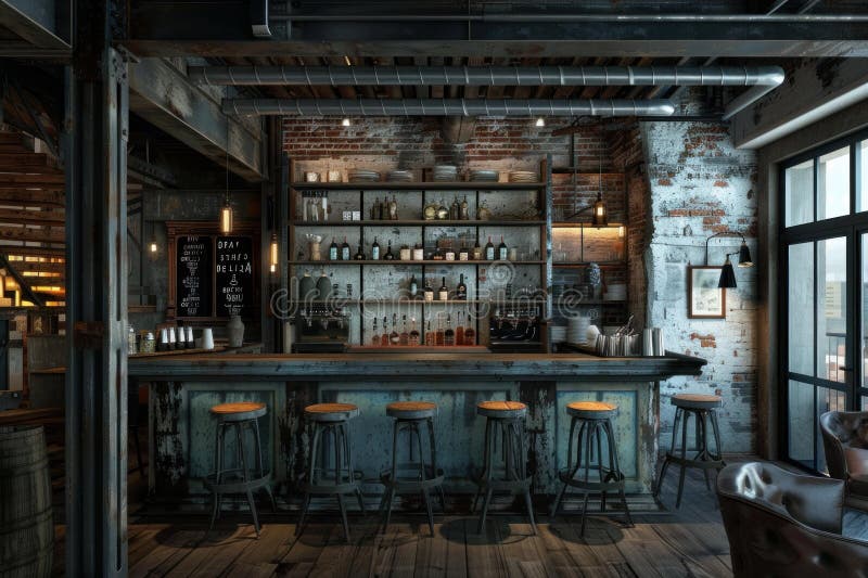 Empty Vintage Style Bar Stools Awaiting Customers Stock Illustration ... Empty Vintage Style Bar Stools Awaiting Customers Stock Illustration ...
