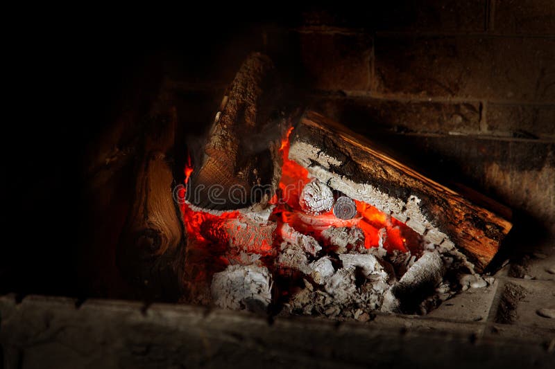 Empty Barbecue Flaming Charcoal Grill with Bright Flames of Fire ...
