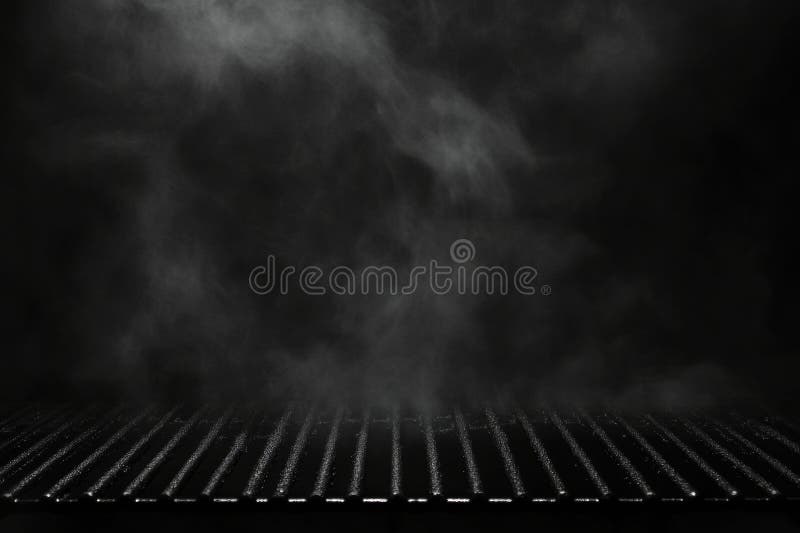 Empty Barbecue BBQ Grill with Flaming Fire and Ember Charcoal on Black ...