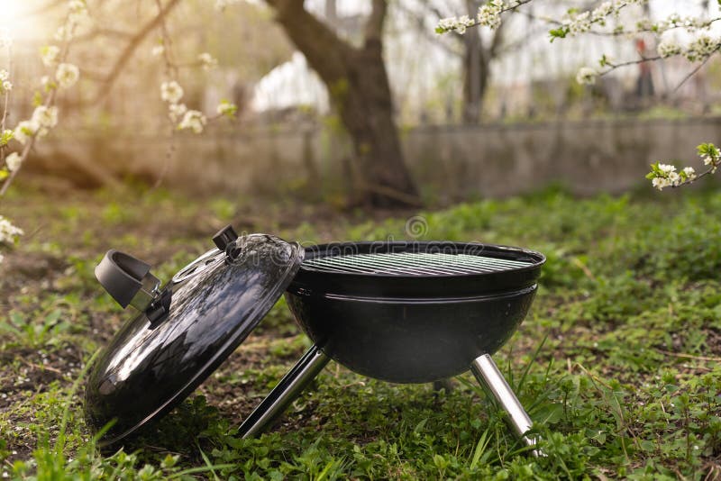 An Empty Barbecue Grill Stands in the Yard Stock Image - Image of ...