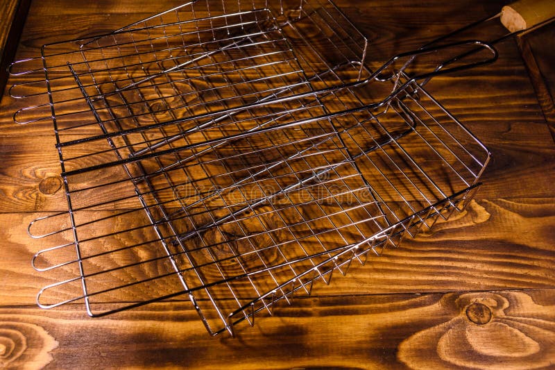 Empty Barbecue Grill on a Wooden Table Stock Image - Image of home ...