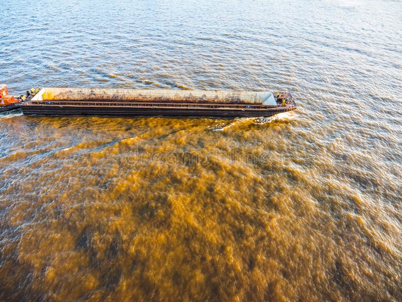 Empty barge in Hamburg hdr stock photo. Image of range - 96521670