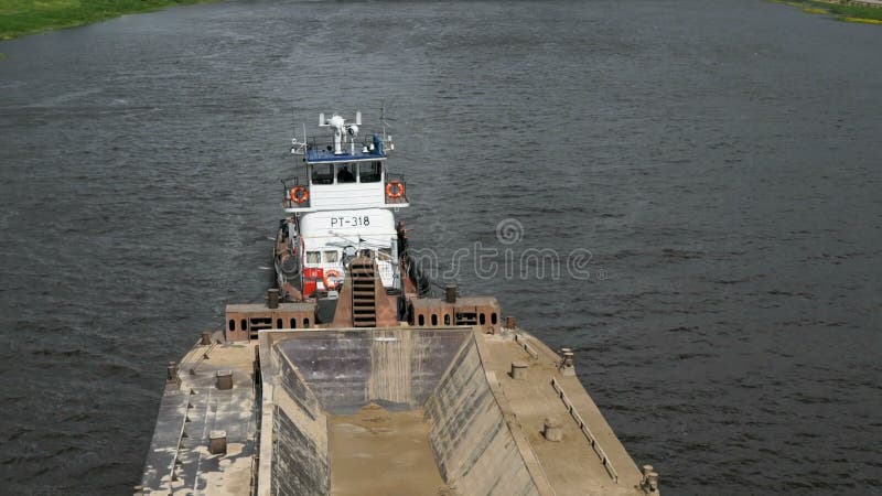 Empty Barge on River on Summer Warm Day Stock Video - Video of freight ...