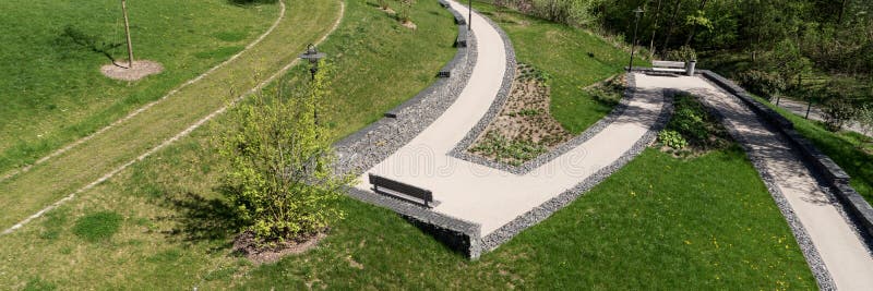 Barrier-free Path in the Landscape Garden Stock Image - Image of ...