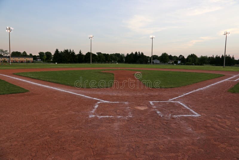 Softball Diamond stock image. Image of dusk, bases, chalk - 10028887