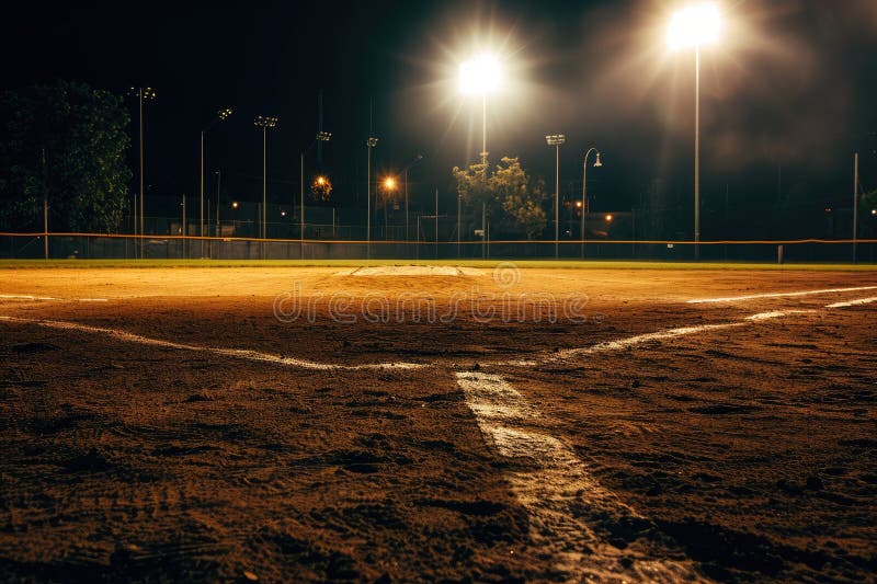 Baseball Field Under Floodlights Night Stock Photos - Free & Royalty ...