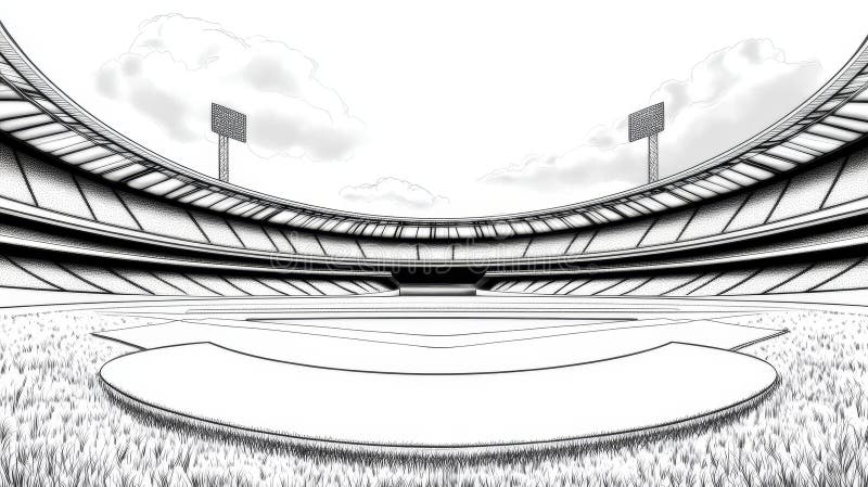 Empty Baseball Stadium Sketch Sketch of an Empty Baseball Stadium ...