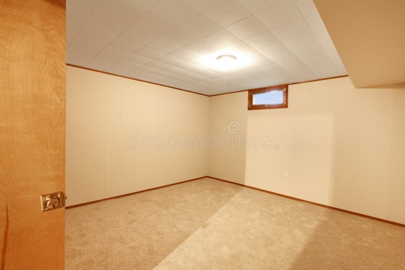 Empty basement bedroom stock image. Image of walls, brown - 36868377