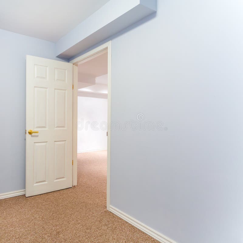 Empty Basement Bedroom Interior Design Stock Photo - Image of wall ...